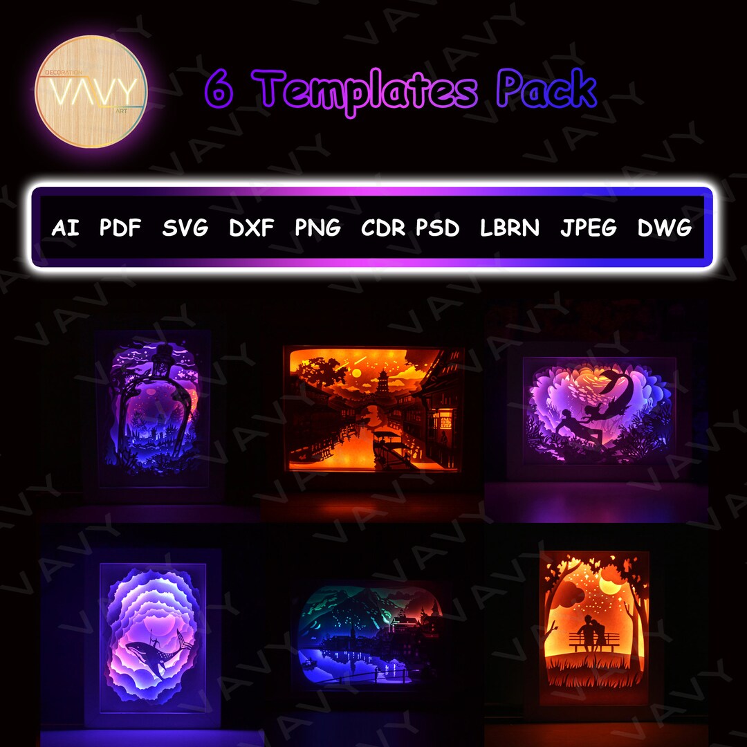 Combo 2 Paper Cut Light Box File, Shadow Box Template, 3D Paper Cut ...