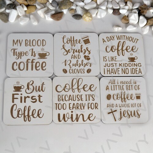 Coffee Coasters With Quotes Laser Cut Vector File DIGITAL - Etsy