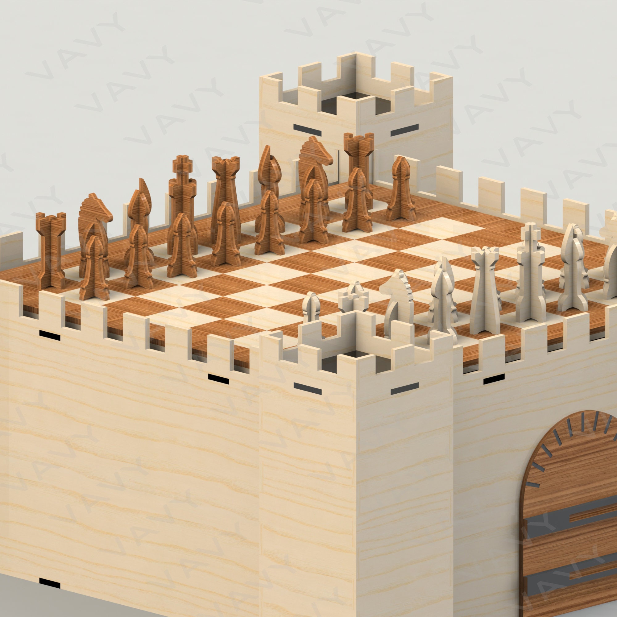 Chess With Castle Digital File for CNC Glowforge Laser Cut Template ...
