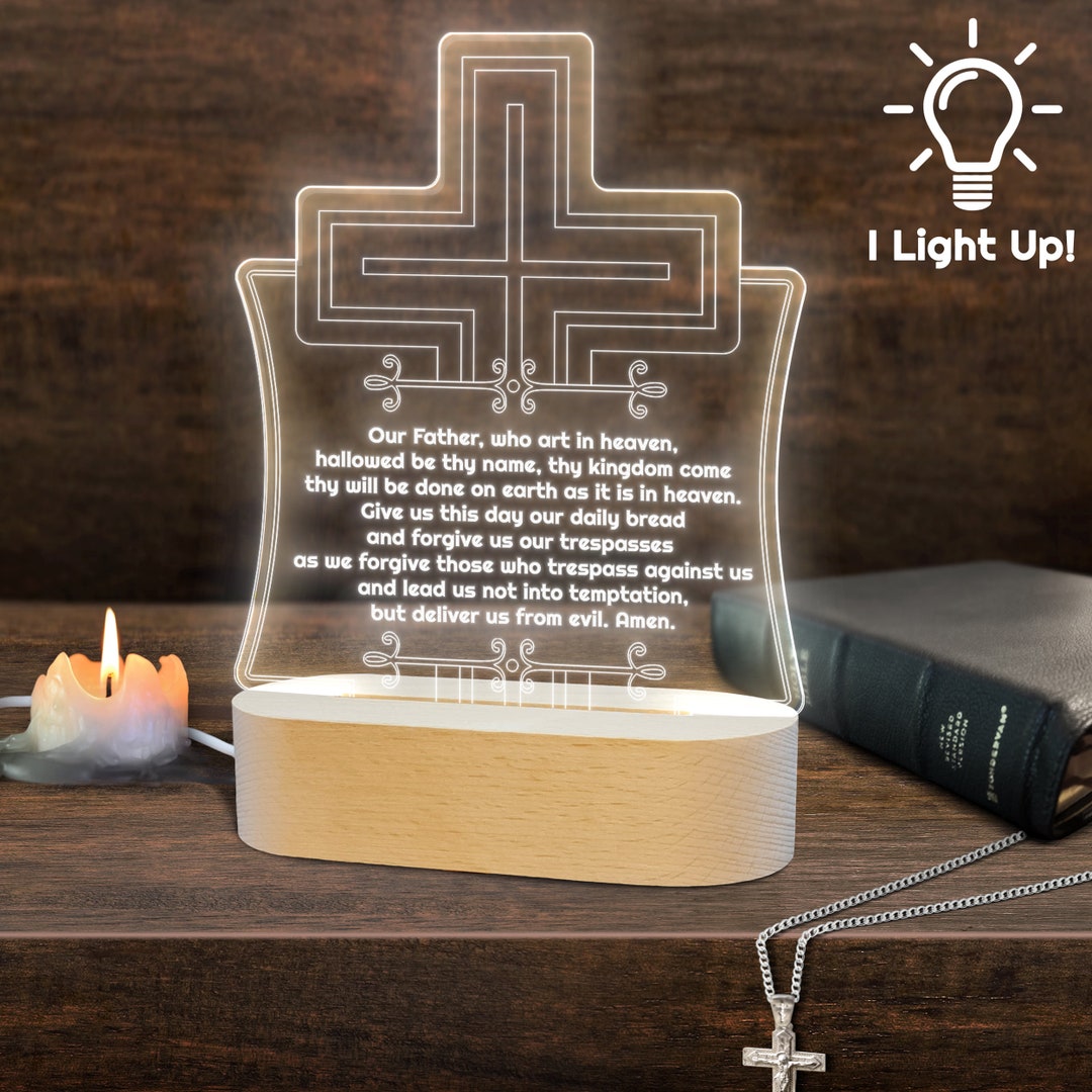 The Lords Prayer Religious Pray Sign Illuminated LED Light up With ...