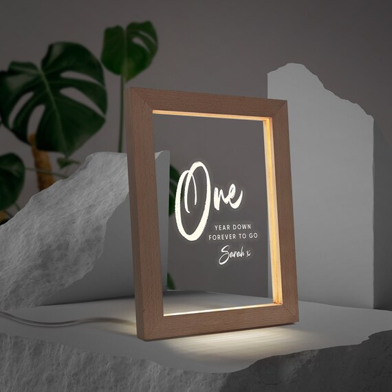 LED Light up Cedar Wood Frame Personalised 1st Wedding - Etsy