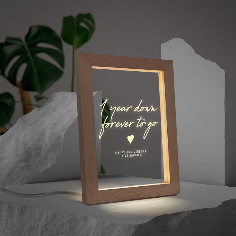 LED Light up Cedar Wood Frame Personalised 1st Wedding - Etsy