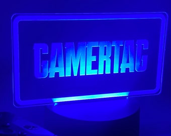 Fully RGB LED Remote Control Personalised Gamertag Sign Streamer Light ...