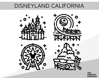 Disneyland California Adventure 11 Theme Parks Icon SVG Bundle - Etsy