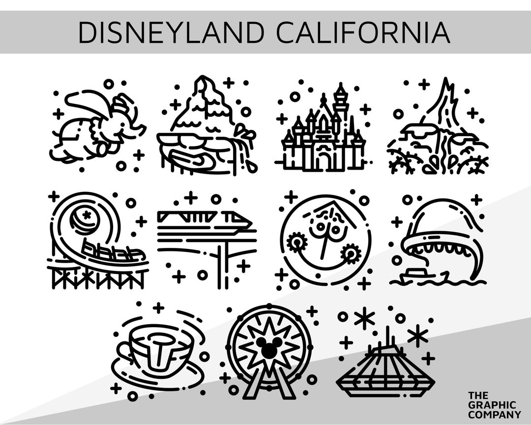 Disneyland California Adventure 11 Theme Parks Icon SVG Bundle - Etsy