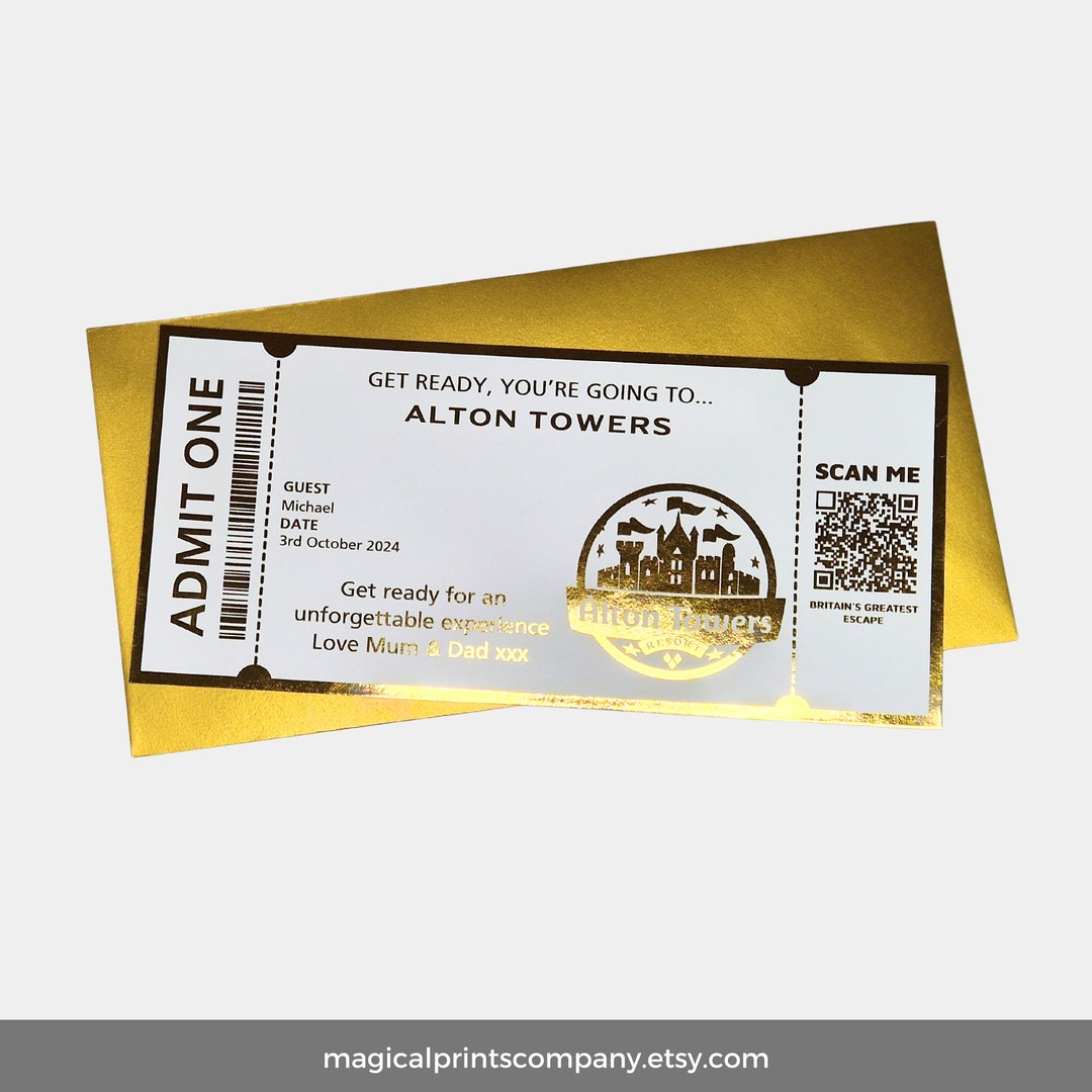 Personalised Alton Towers Foil Ticket for Your Magical Reveal - Etsy
