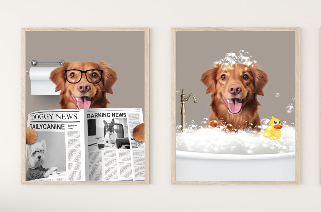 CUSTOM PET PORTRAIT From Photo/ Custom Dog/ Pet in Toilet - Etsy