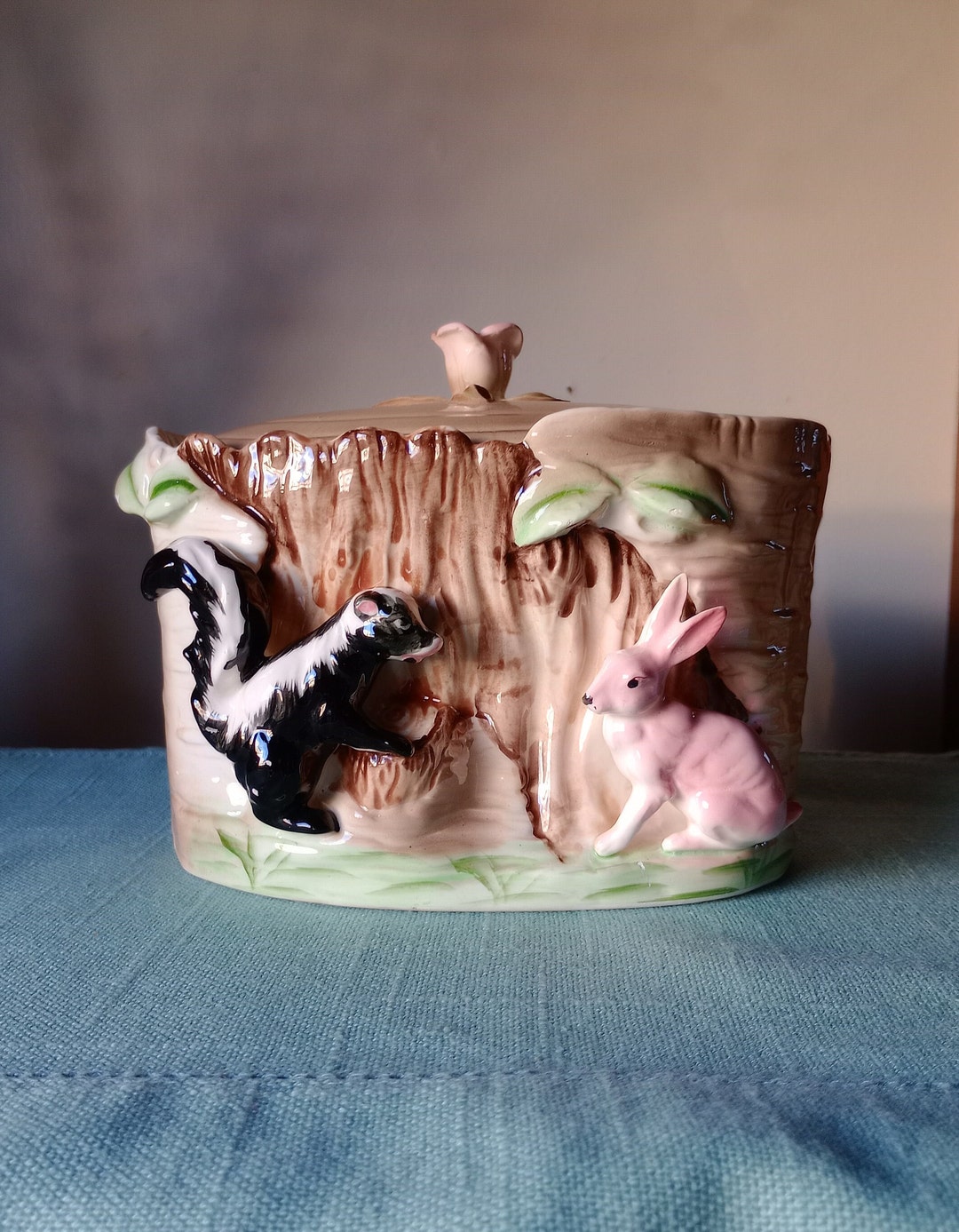 LOOK! Vintage Japan NAD Sculptural Ceramic Biscuit Cookie Jar, Tree W ...
