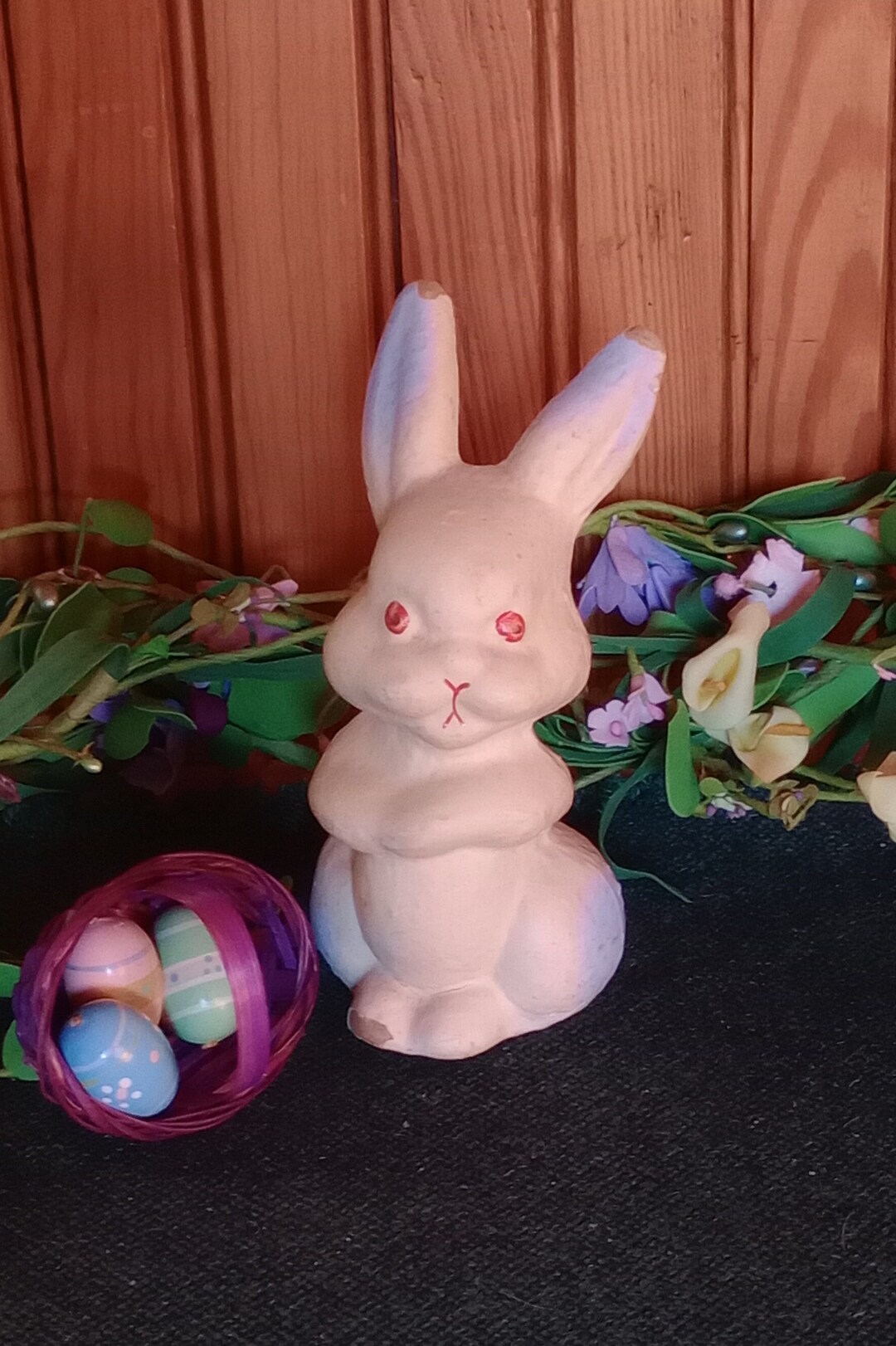 Vintage Paper Mache Easter Bunny Rabbit Candy Container, 6" Blue ...