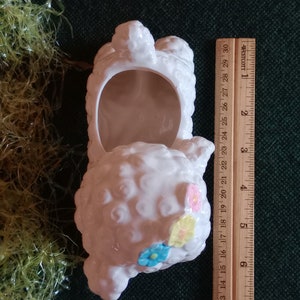 Cute Vintage Ceramic Lamb Planter Centerpiece W/ Flowers & Textured ...