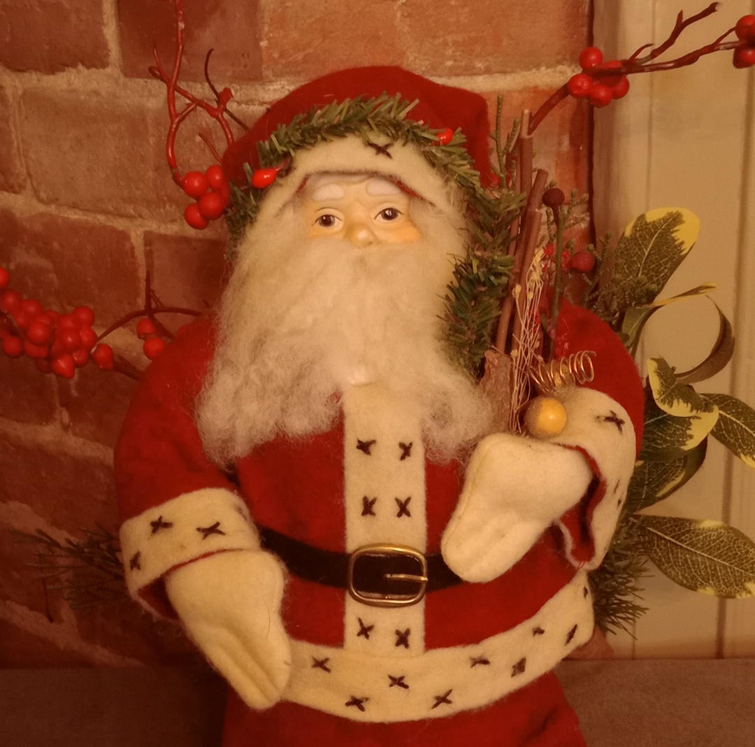 LG Poseable Santa Doll 16 Felt Suit W/ Bisque Face, Old World Country ...