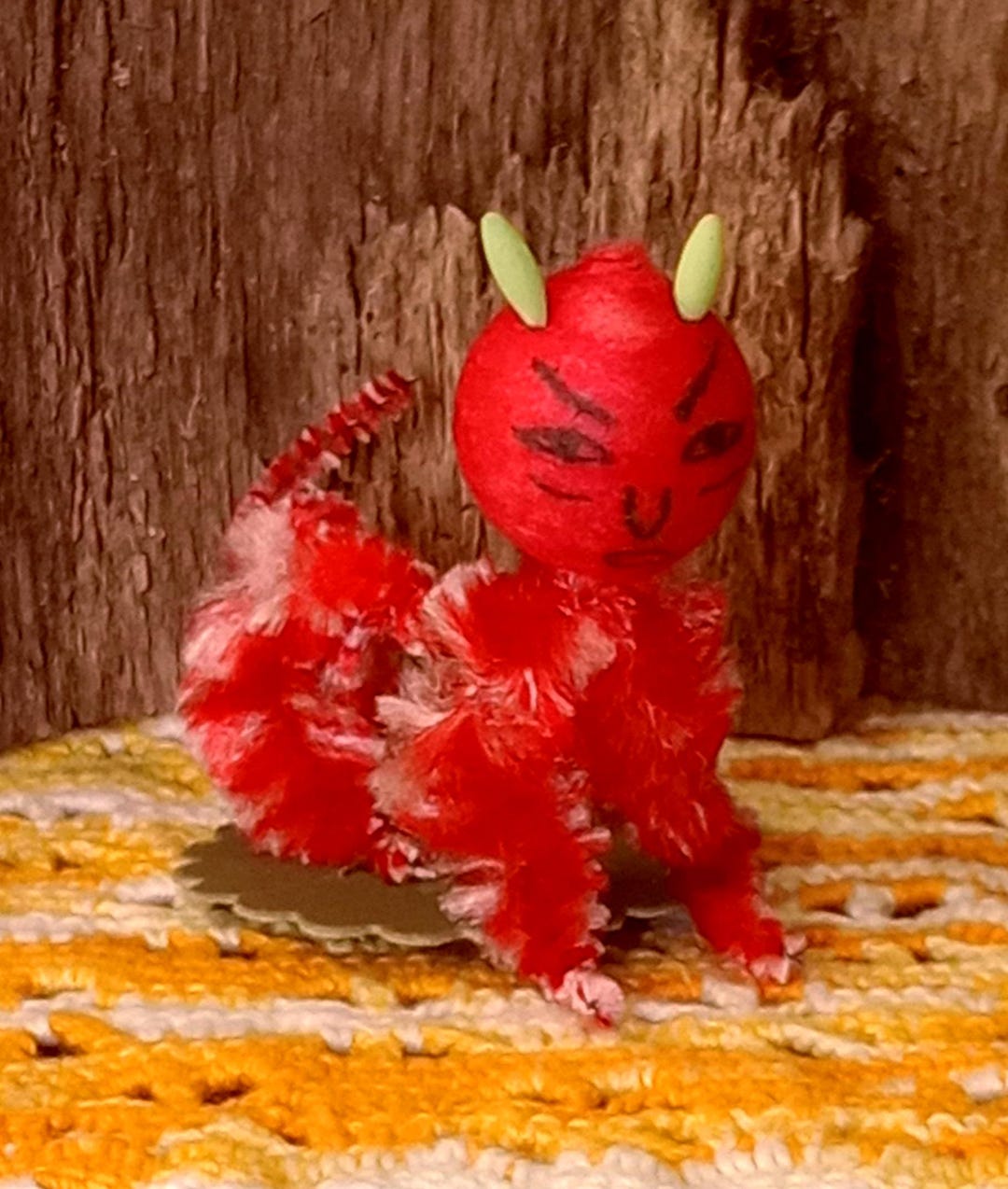 RARE Putz Japan Red Devil Halloween Figure, 2.5"l Chenille and Spun ...