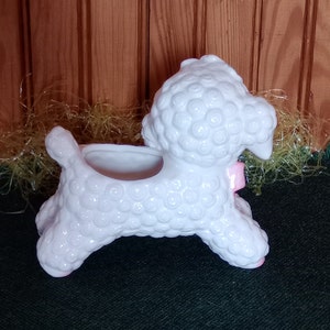 Cute Vintage Ceramic Lamb Planter Centerpiece W/ Flowers & Textured ...