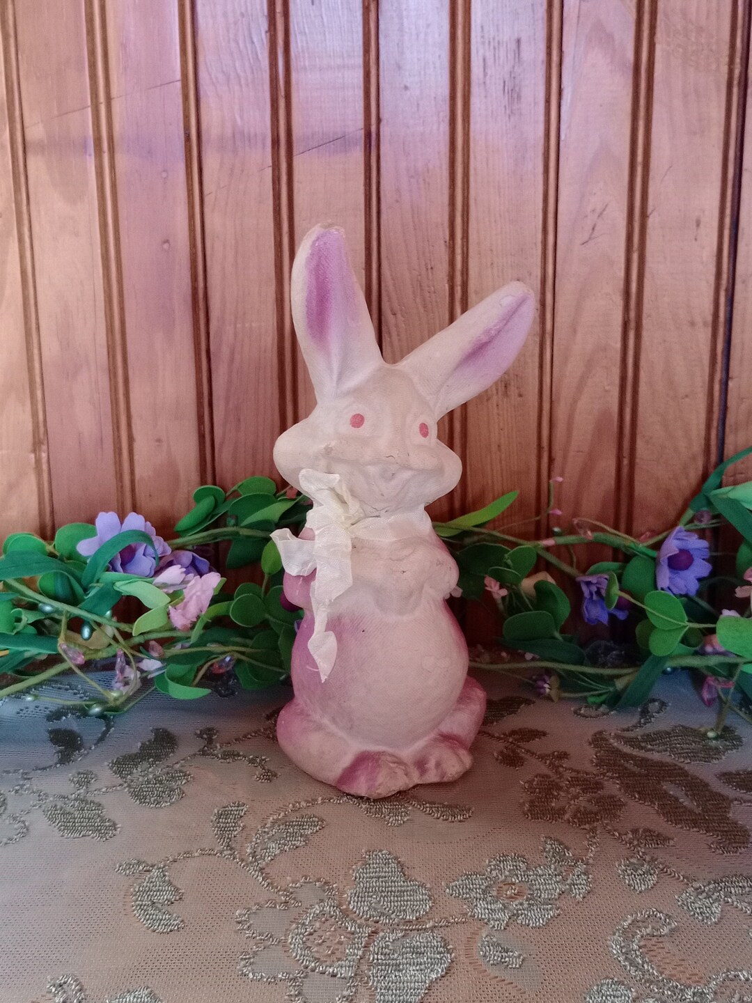 Vintage Paper Mache Easter Bunny Rabbit Candy Container, 9" Purple ...