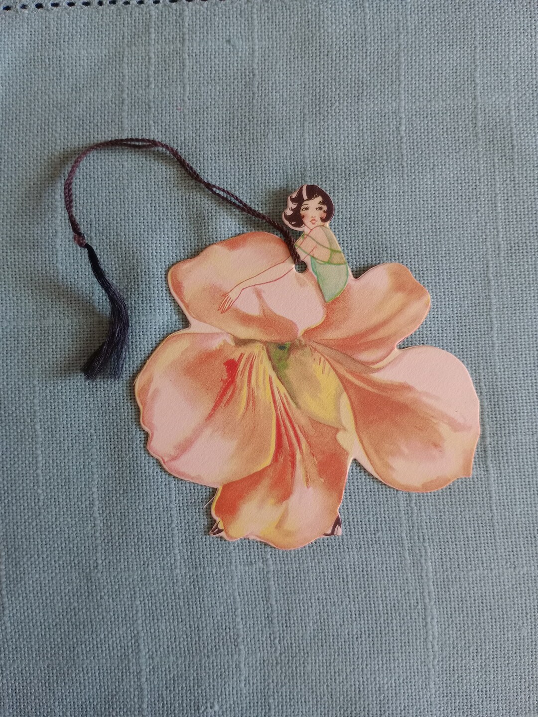 Vintage Buzza Bridge Tally Art Deco Lady in Watercolor Orange - Etsy