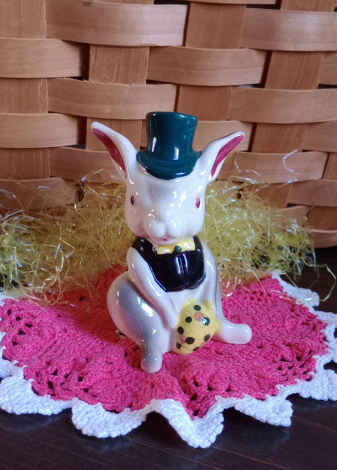 Vintage MK Ceramic Easter Bunny Figurine, Hand Painted Collectible ...