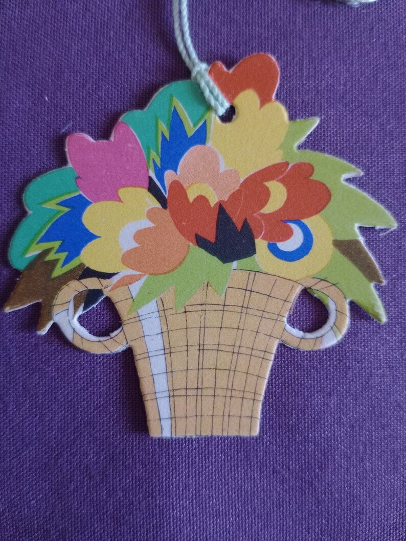 Vintage Buzza Bridge Tally Art Deco Flower Basket Floral May - Etsy