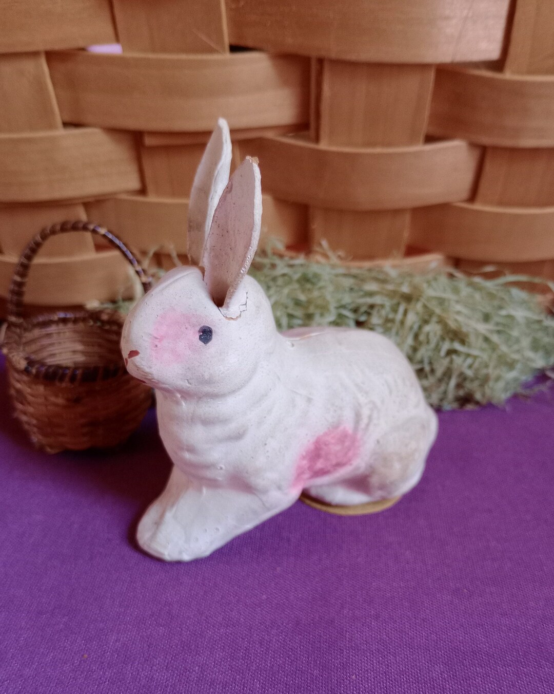 RARE Antique Germany Paper Mache Rabbit Candy Container Small Easter ...