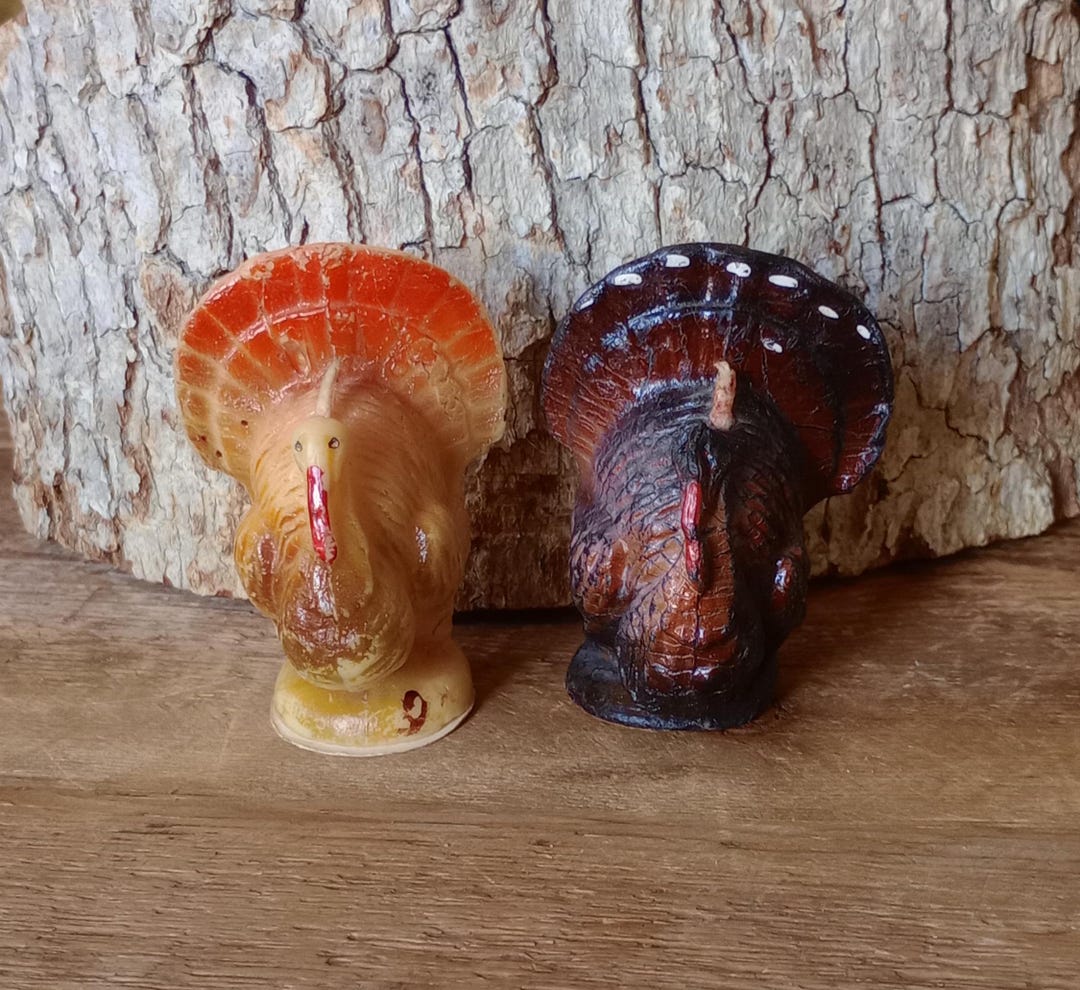 Vintage PAIR Gurley Thanksgiving Turkey Candles With Labels, Unlit ...