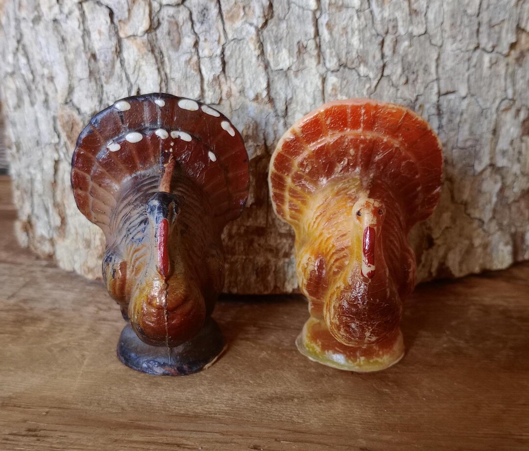 2 Gurley Thanksgiving Turkey Candles W/ Labels, Unlit Midcentury ...