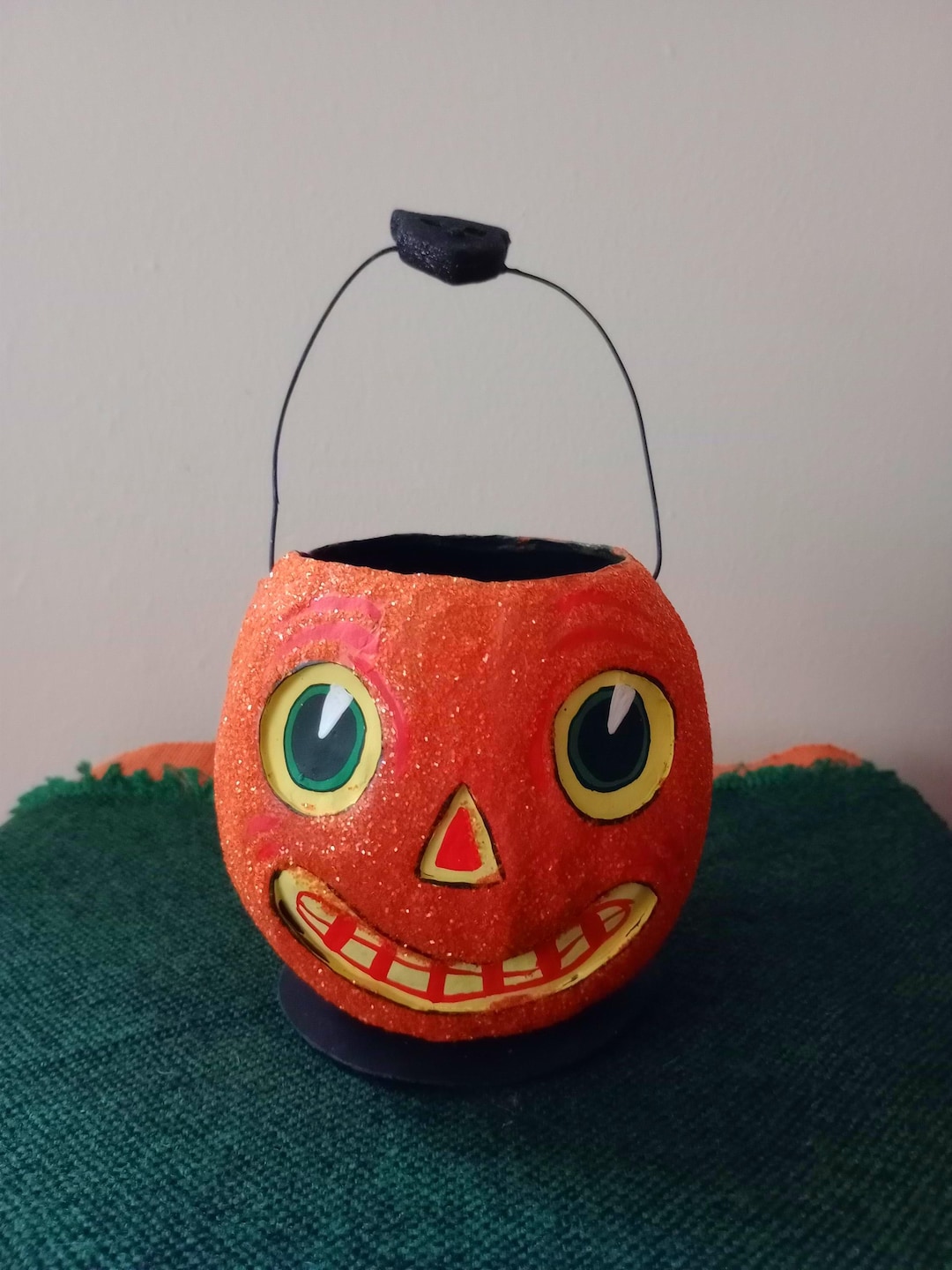 Dept 56 Jack O Lantern Candy Container, Paper Mache W/ Wire Handle ...