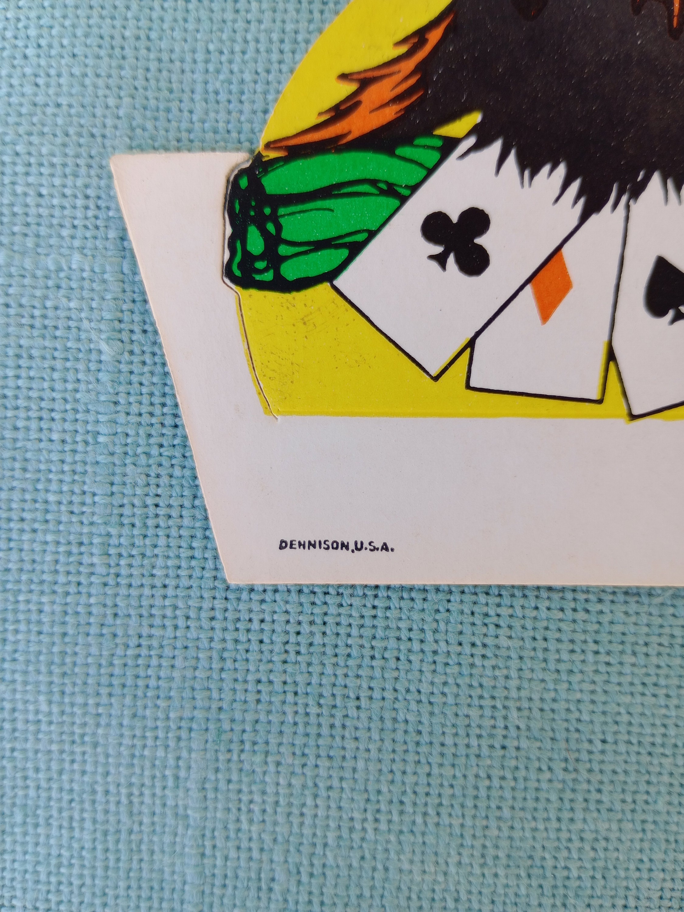 Vintage Halloween Dennison Place Card, Owl With Playing Card Suits ...