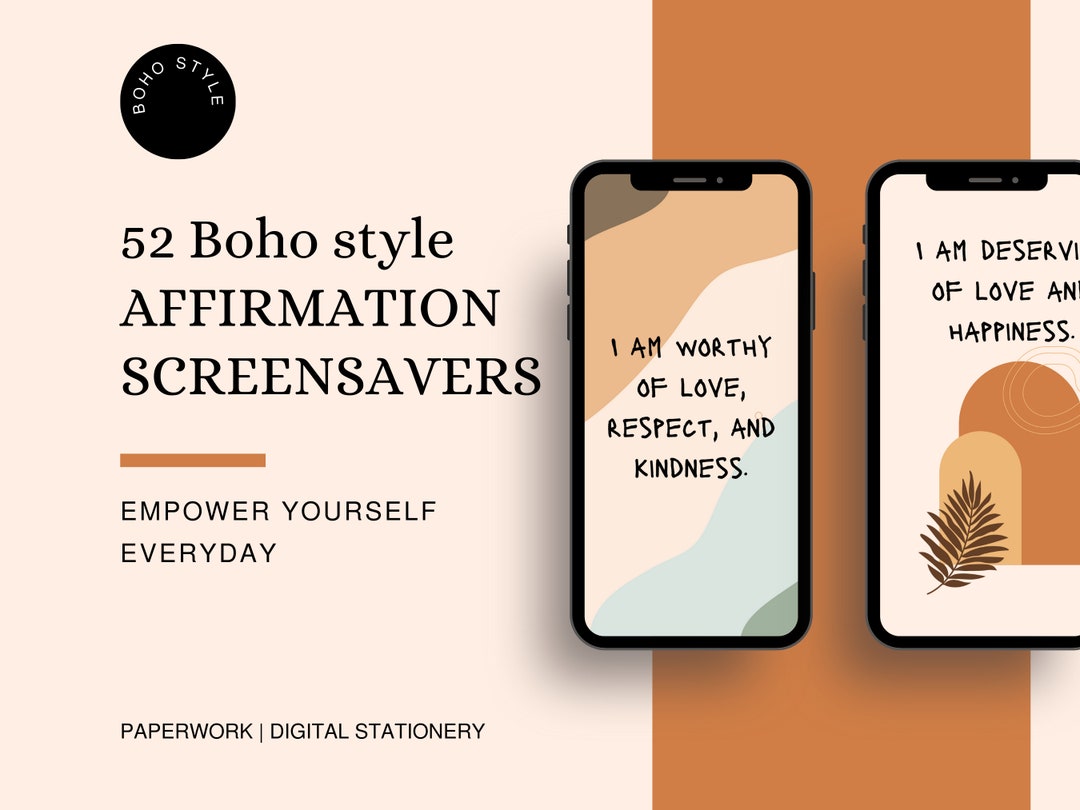 52 Boho Affirmation Cards Screensavers and Printable Version - Etsy