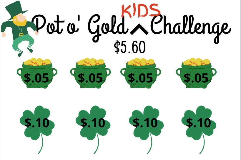 Pot O' Gold Savings Challenge Plus Kids Challenge Tracker - Etsy