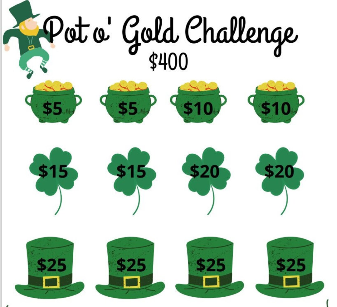 Pot O' Gold Savings Challenge Plus Kids Challenge Tracker - Etsy
