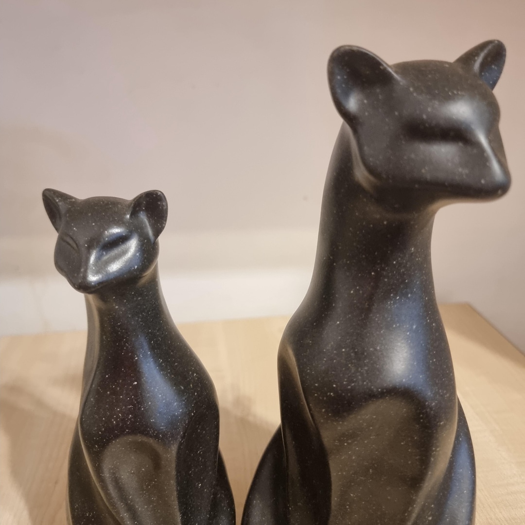 Feline Essence Limited Edition Black Cat Figurine Set Modern Sculptural ...