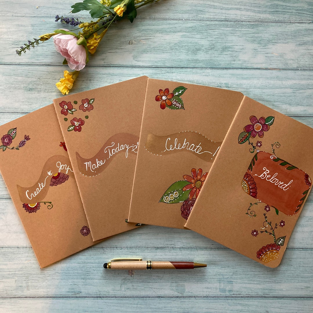 Hand Painted Kraft Notebook, Unique Travel Journal, One-of-a-kind Blank ...