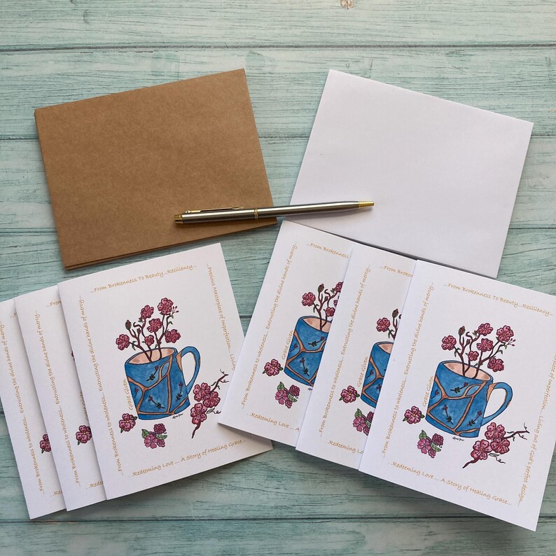 Kintsugi Watercolor Cards, 6 Blank All Occasion Greeting Cards ...