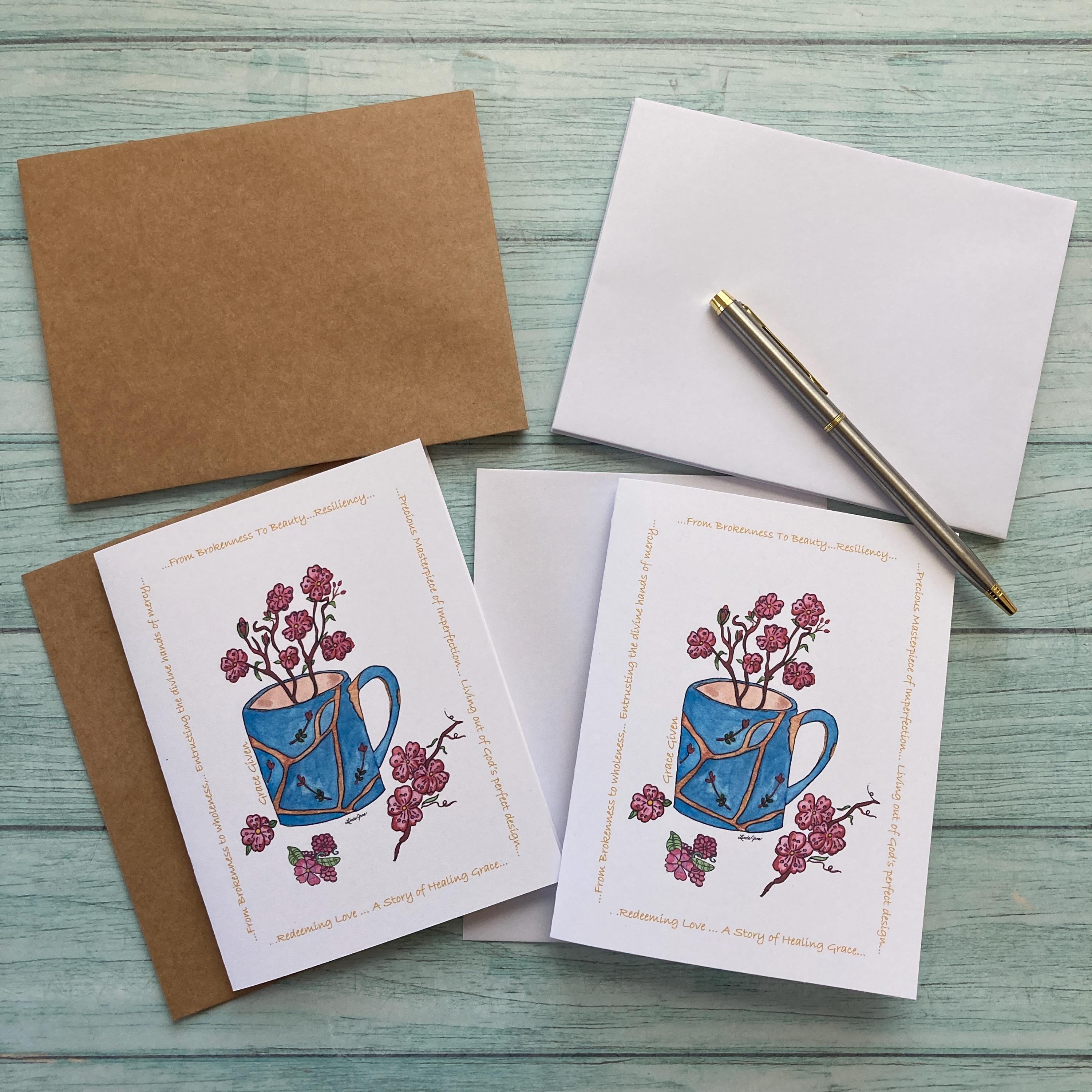 Kintsugi Watercolor Cards, 6 Blank All Occasion Greeting Cards ...
