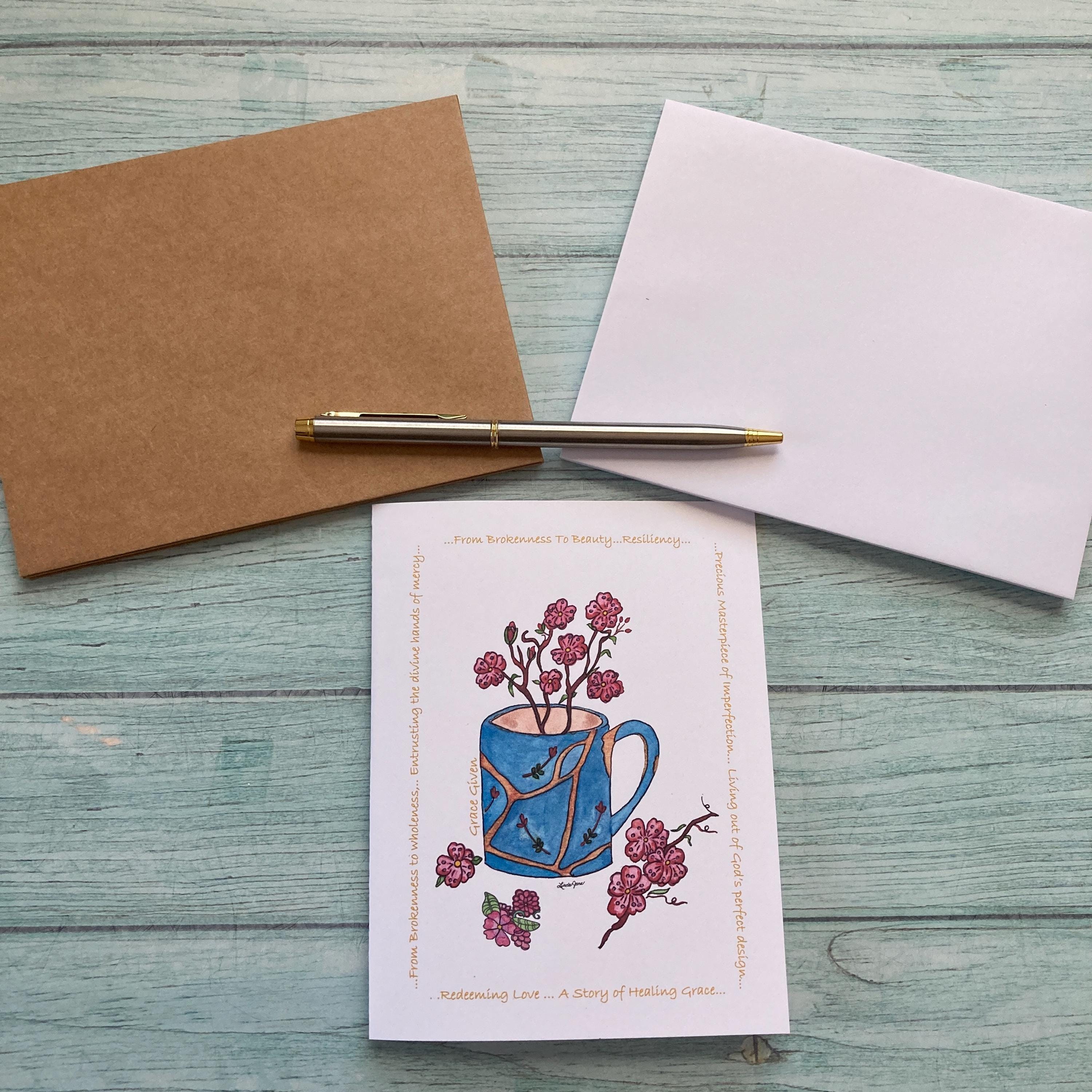 Kintsugi Watercolor Cards, 6 Blank All Occasion Greeting Cards ...