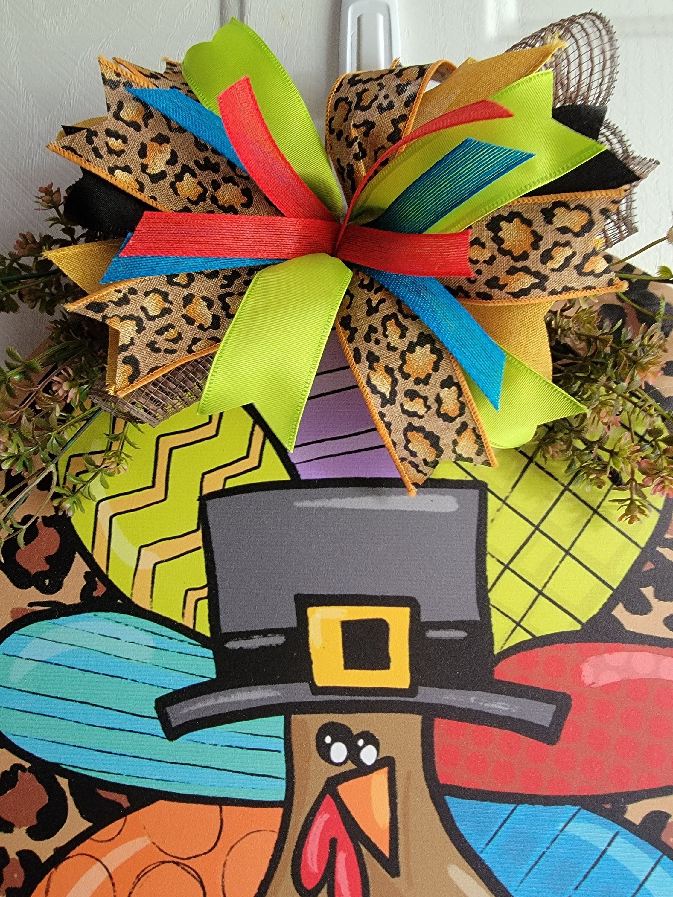 Turkey Door Hanger Thanksgiving Decor Turkey Wreath Turkey Etsy