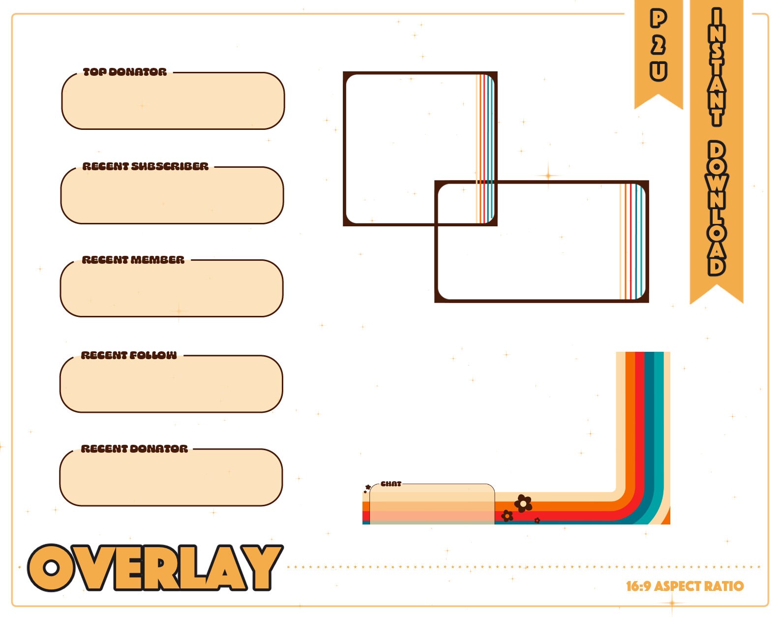 Groovy Retro Flower Stream Overly | Twitch Stream Overlay | Vtuber ...