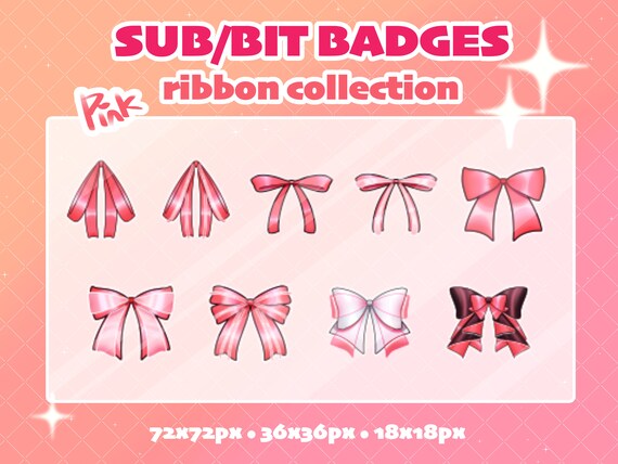Cute Ribbon Twitch Sub Badges Pink - Etsy
