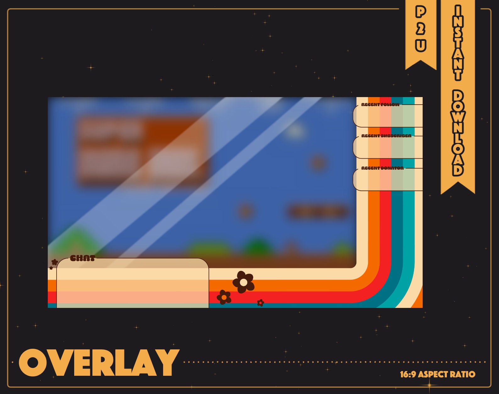 Groovy Retro Flower Stream Overly Twitch Stream Overlay Vtuber Friendly ...