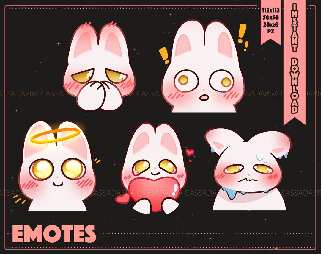 Blushing Bunny Emote Perfect for Valentines Twitch Discord Youtube Cute ...