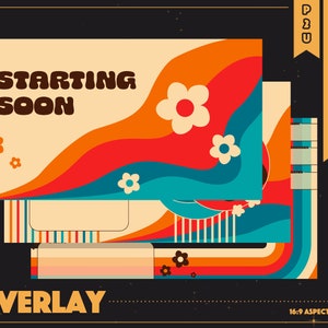 Groovy Retro Flower Stream Overly | Twitch Stream Overlay | Vtuber ...