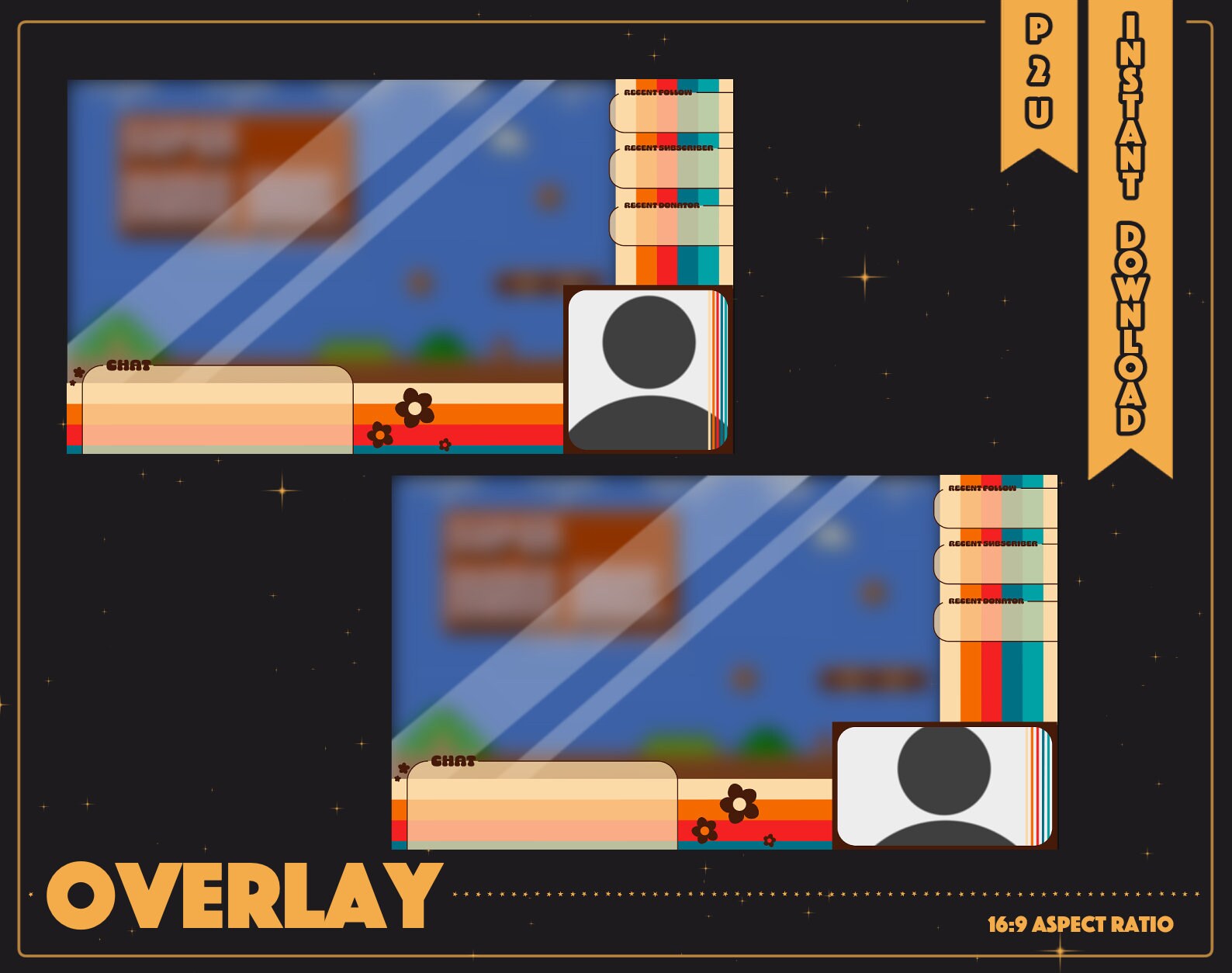 Groovy Retro Flower Stream Overly | Twitch Stream Overlay | Vtuber ...