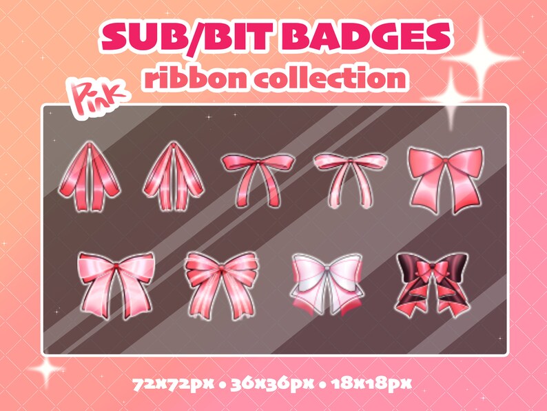 Cute Ribbon Twitch Sub Badges Pink - Etsy