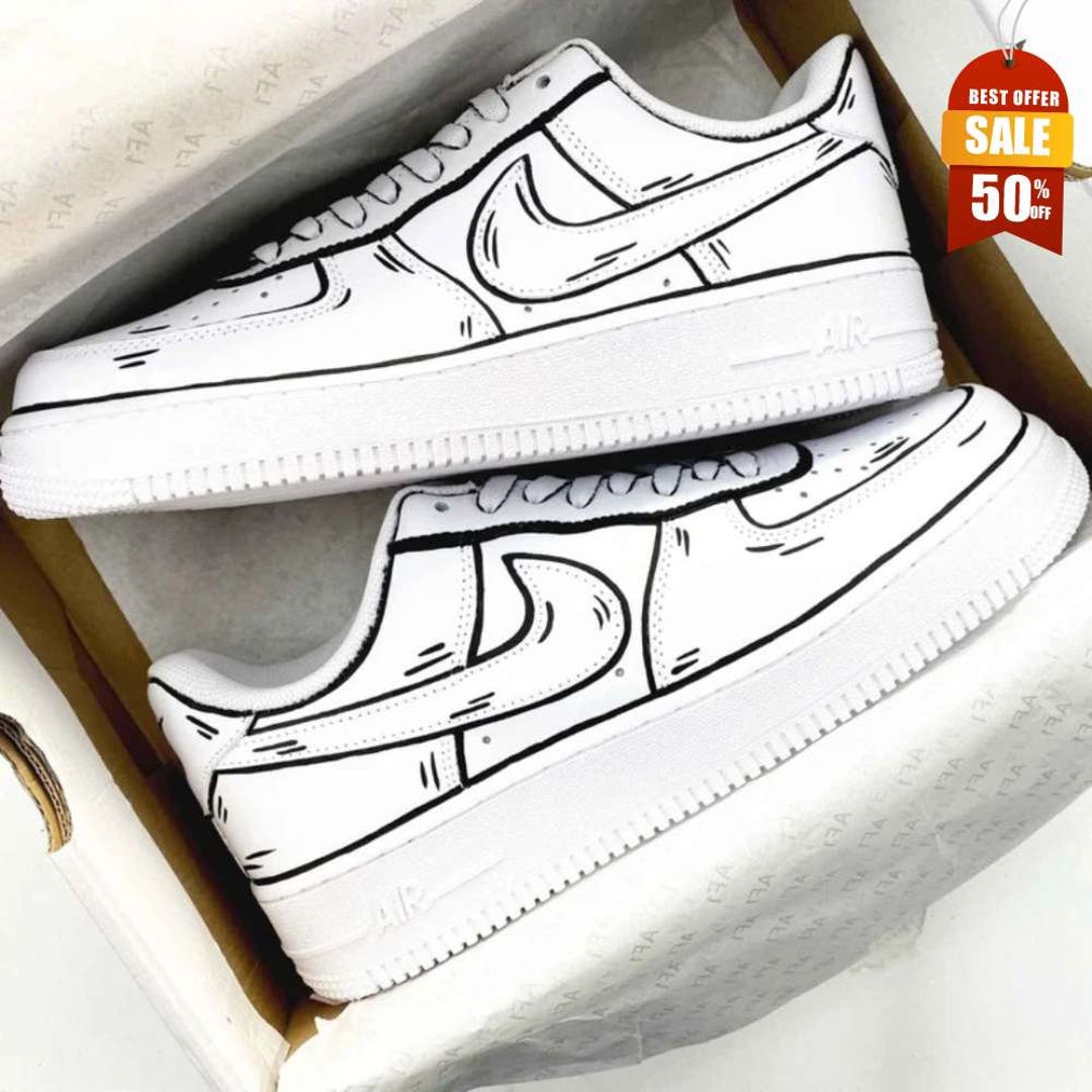 Black and White Cartoon Custom Af 1 Hand Painted Custom Af1 - Etsy