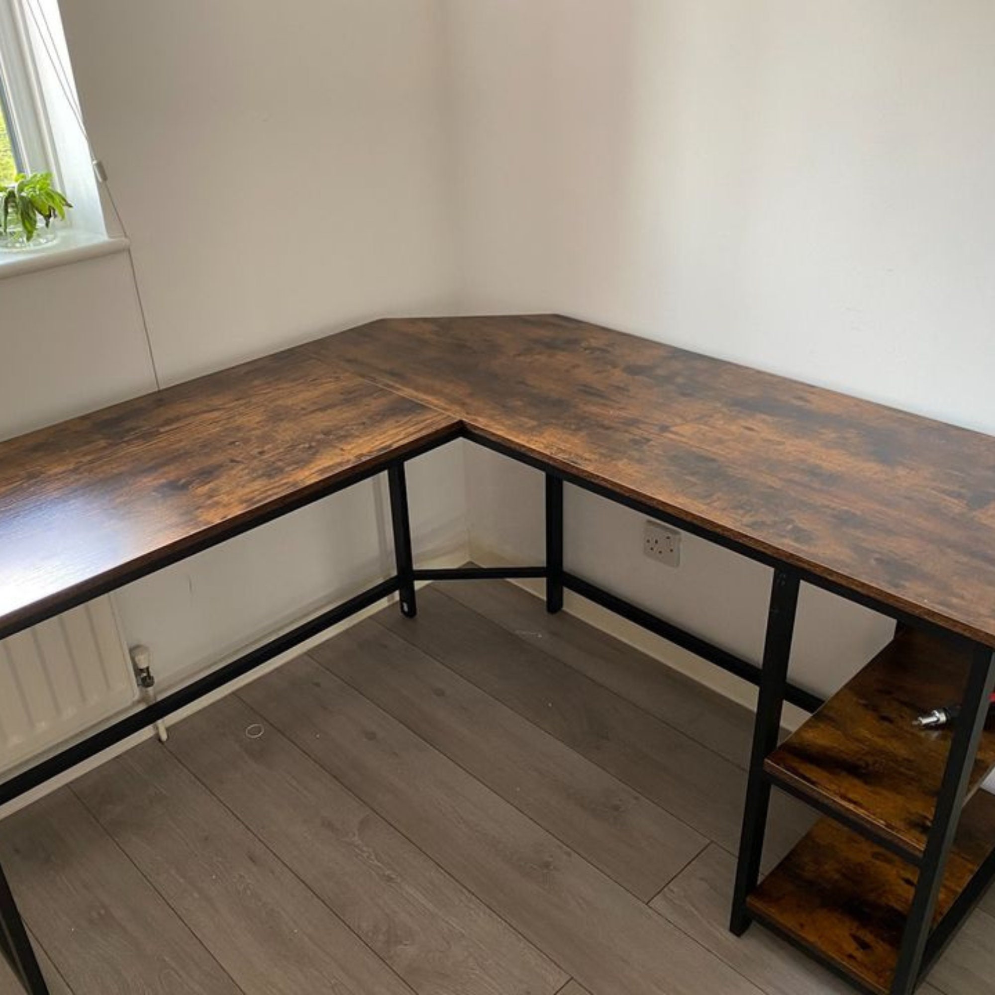 Large L Shape Rustic Desk With Shelves Industrial Home Office - Etsy UK