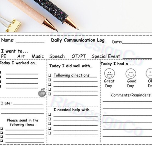 Daily Communication Log for Educators and Parents-instant - Etsy