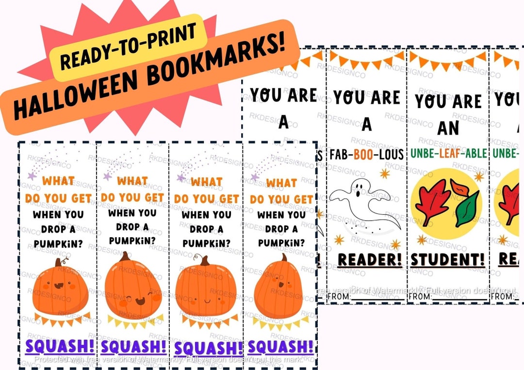 Printable Bookmarks for Fall and Halloween Season Great Autumn Gift ...