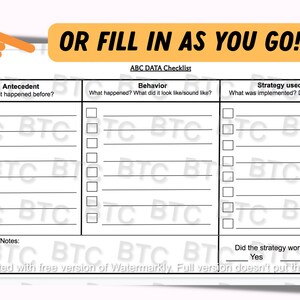 ABC Checklist for Behavior Assessment - Behavior Specialist, BCBA Tool ...