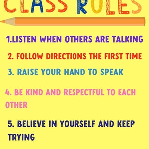 Wall Art, Large Classroom Rules Poster-18 X 24 EDITABLE - Etsy