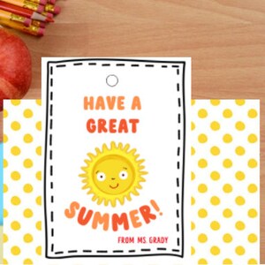 End of the Year PRINTABLE Gift Tags-instant Download School Classmate ...