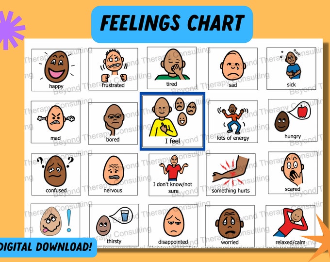 Feeling Chart for Kids |instant Digital Printable| Autism| Speech Delay ...